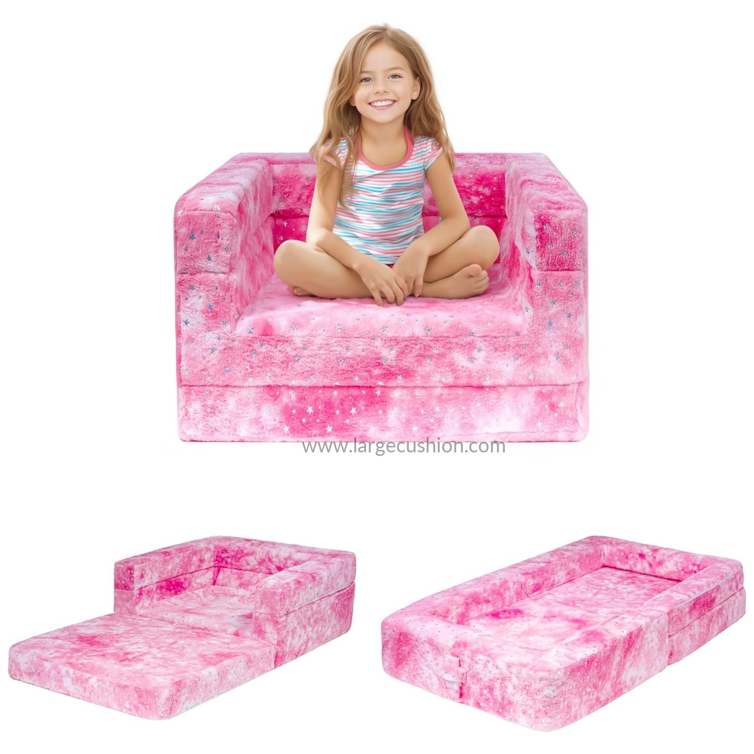 Kids Foldable Sofa Bed & Lounge Chair for Playroom Bedroom ...